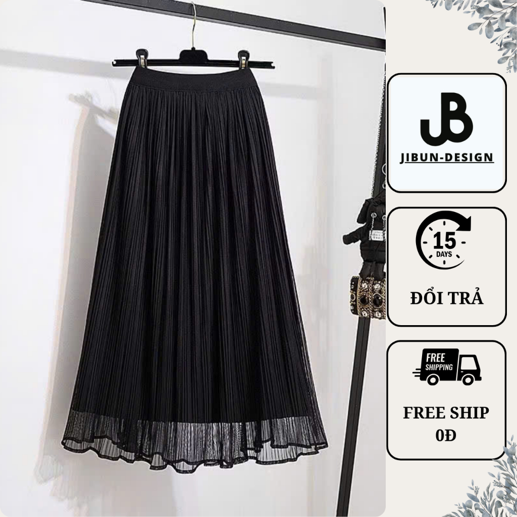 Chân váy xếp ly JIBUN DESIGN công sở dài xoè vải trượt 4 mùa thanh lịch ...