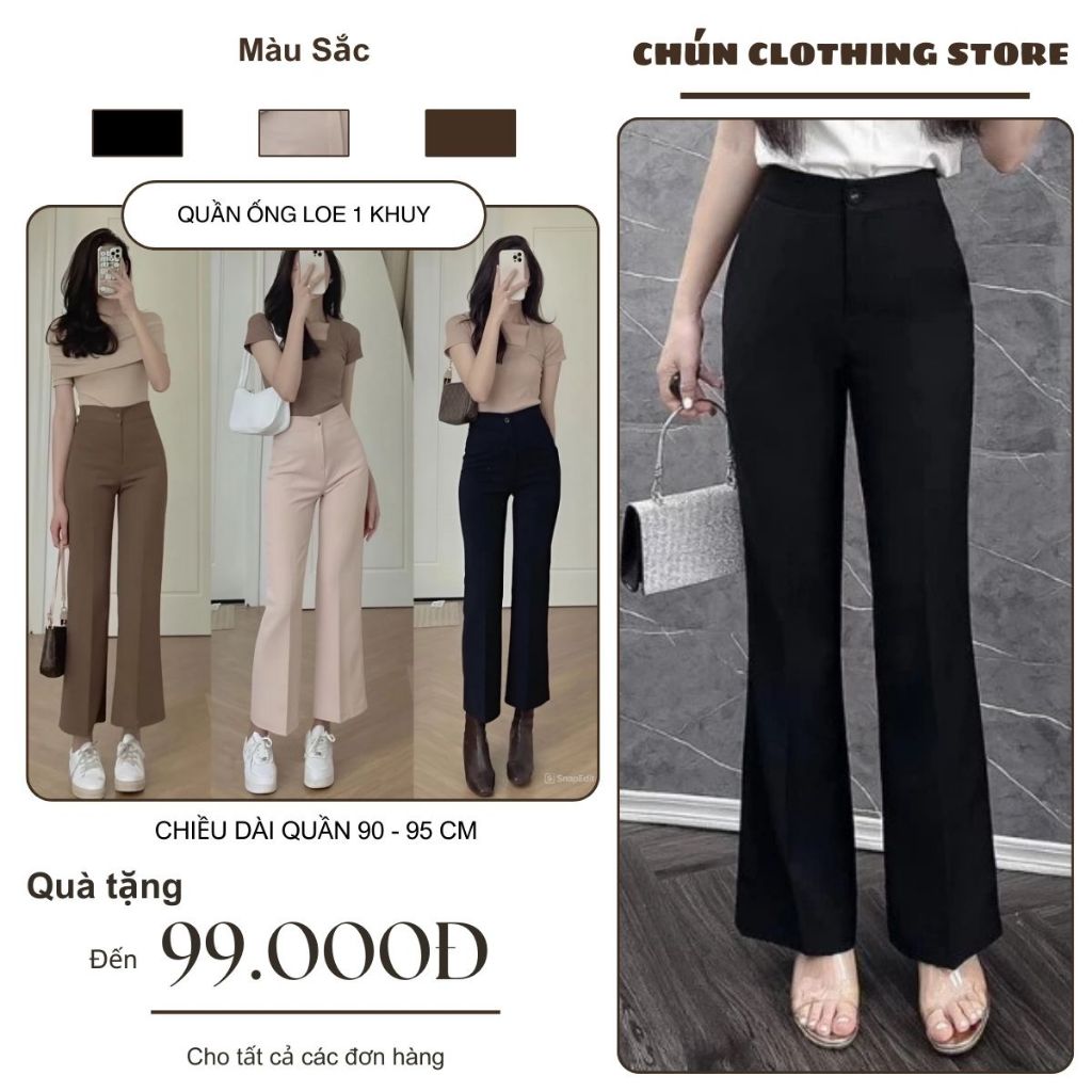 Quần Công Sở Nữ Ống Loe Cạp Cao Chất Tuyết Mưa Dáng Lỡ 1 Khuy Quần Tây Ống Vảy Nhẹ Tôn Dáng Trẻ ...