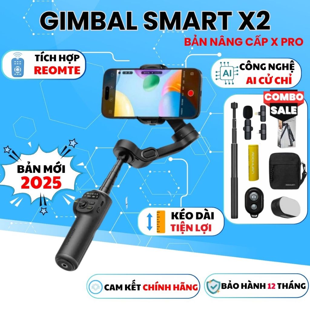Gimbal Smart X2 chính hãng AOCHUAN, Gymbal chống rung hỗ trợ quay phim ...
