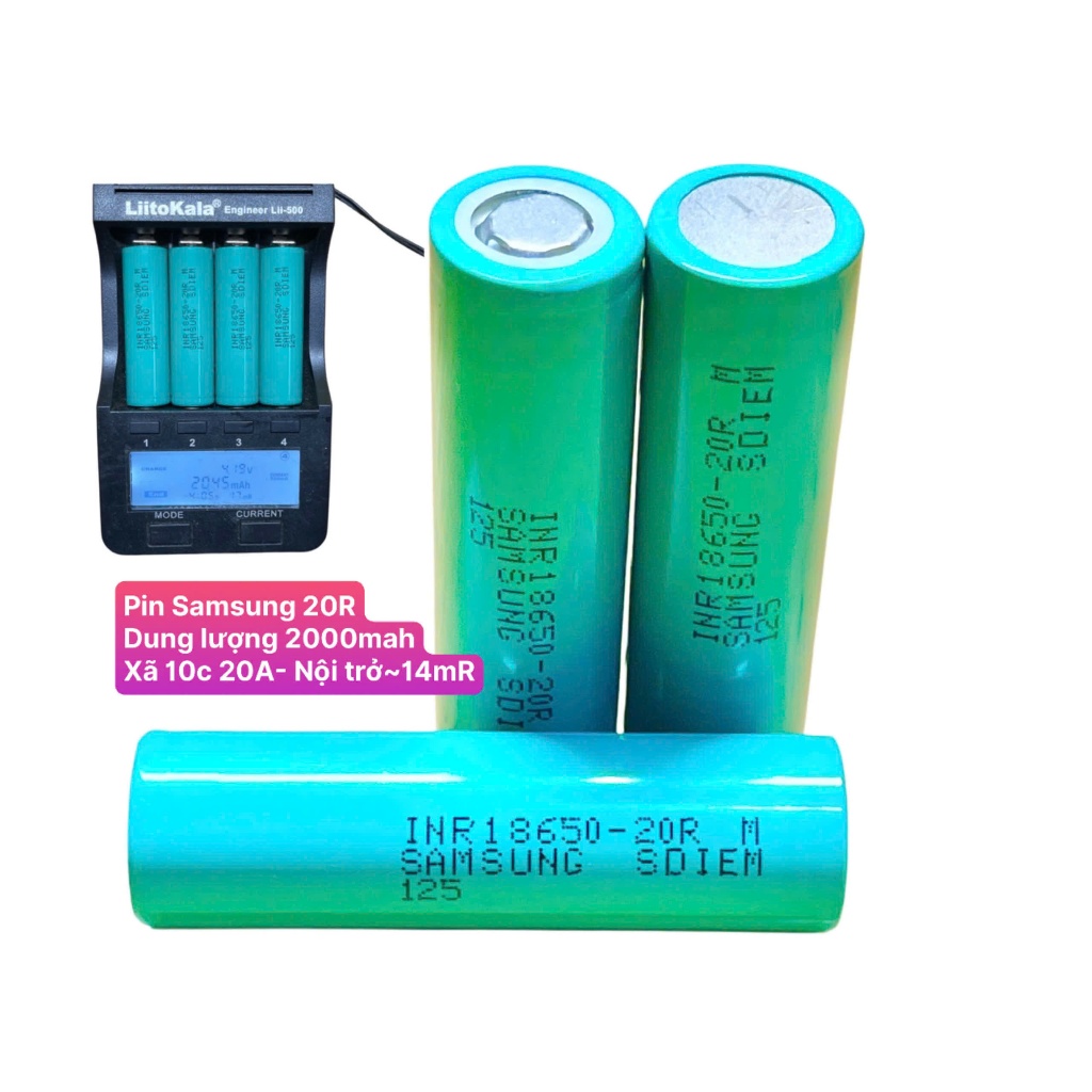 CELL PIN SAMSUNG 20R 18650 - 20R DÒNG XẢ 20A tức thời 30A- pin mới ...