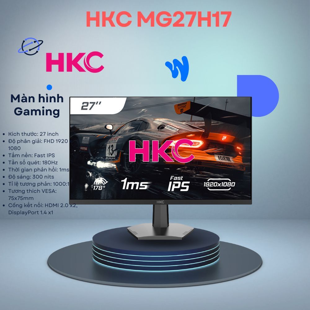 Màn hình HKC MG27H17 (27 inch/FHD/Fast IPS/180Hz/1ms) _ Màn phẳng | Shopee Việt Nam