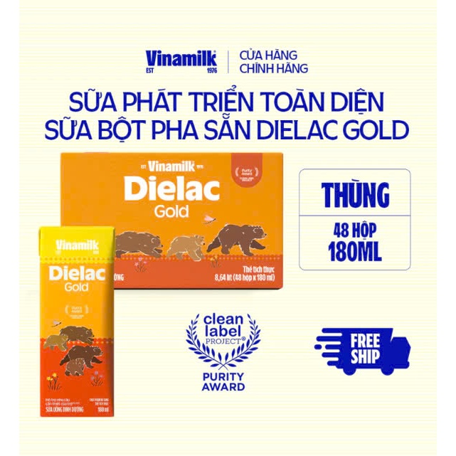 [BAO BÌ MỚI] Sữa bột pha sẵn Vinamilk Dielac Alpha Gold - Thùng 48 hộp 180ml | Shopee Việt Nam
