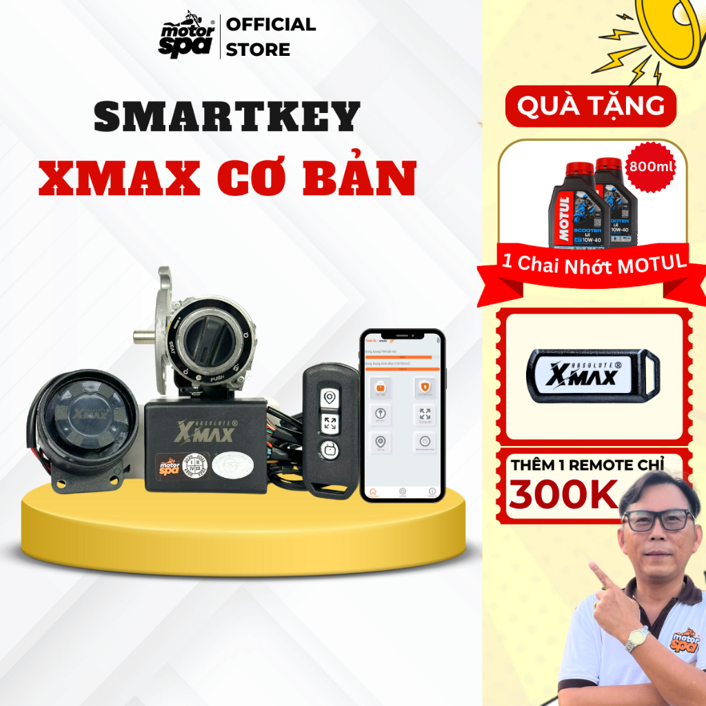 Smartkey Xmax Cơ Bản sử dụng bằng Smartphone và Remote - Exciter 150/ ...
