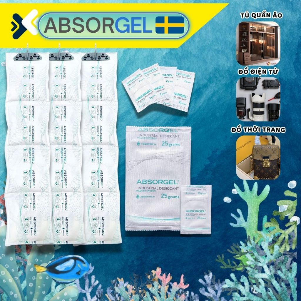 Gói hút ẩm Absorgel chống mốc ngăn mùi hôi bảo vệ tủ quần áo thiết bị ...