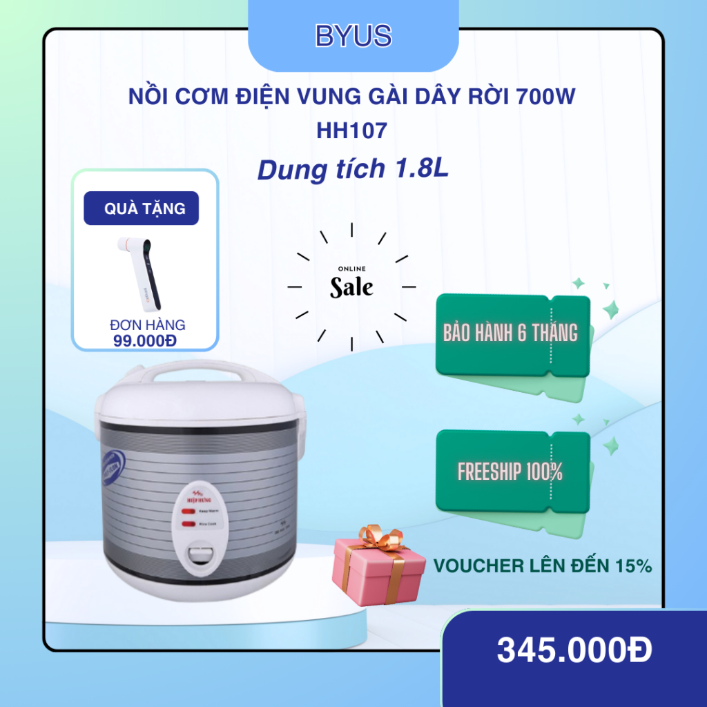 Nồi cơm điện vung gài dây rời 700W HH107 | Shopee Việt Nam