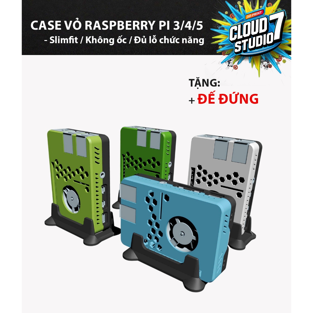 Case Raspberry Pi 3/4/5, vỏ nhựa cho máy tính Pi đầy đủ chức năng, in ...