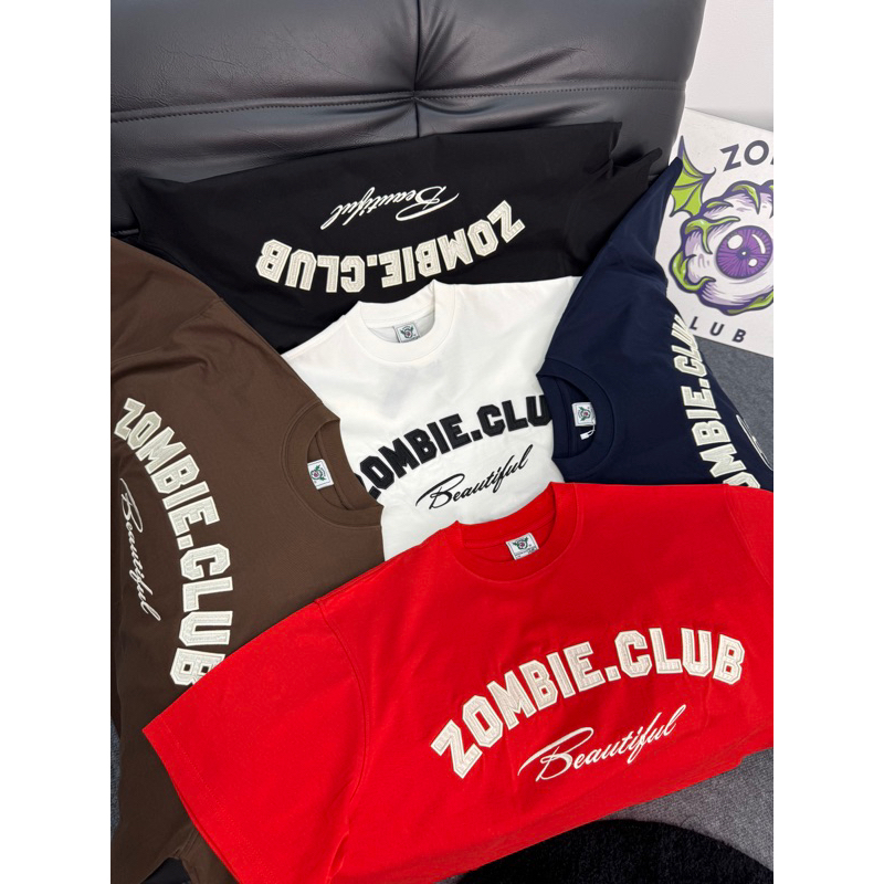 Áo thun boxy, zombie club,BEAUTIFUL,Thêu viền nổi, form rộng,couple ...