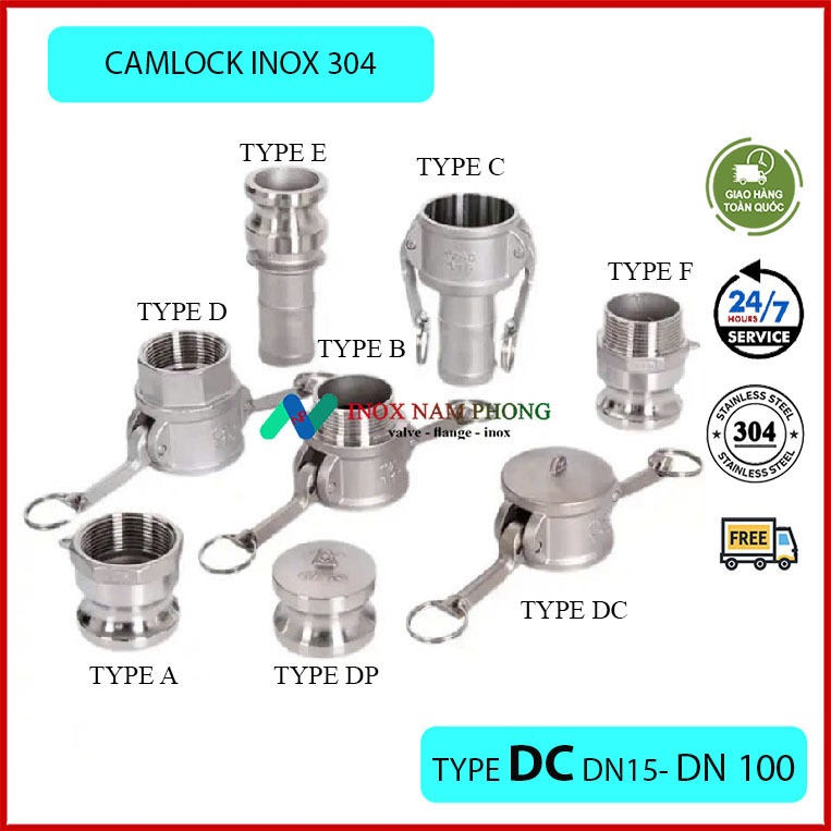 Khớp nối nhanh type Dc inox 304, camlock type DC inox 304 dn15- dn50 | Shopee Việt Nam