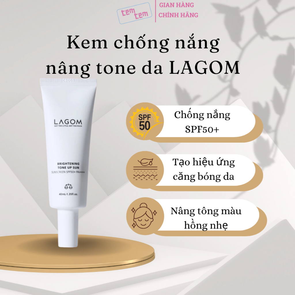 Kem chống nắng nâng tone da LAGOM Brightening Tone-Up Line 40ML [SPF 50+ PA++++] | Shopee Việt Nam