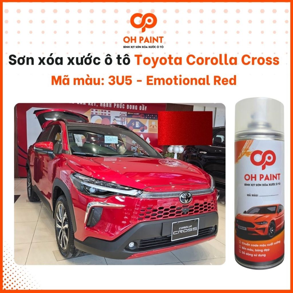 Sơn Xịt Xóa Vết Xước OH PAINT dùng cho xeTOYOTA COROLLA CROSS Màu ĐỎ ...