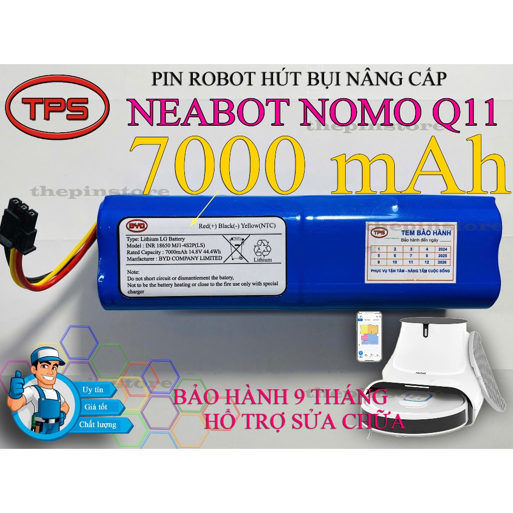 PIN ROBOT HÚT BỤI NEABOT NOMO Q11 LDS 6.0 NÂNG CẤP DUNG LƯỢNG 7000 MAH ...
