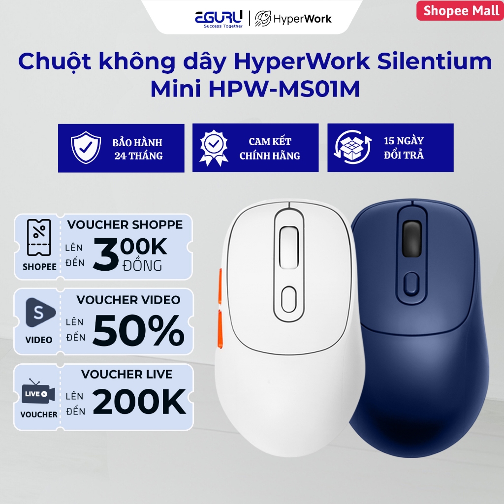 Chuột không dây HyperWork Silentium Mini MS01M ( Bluetooth/2.4GHz ...