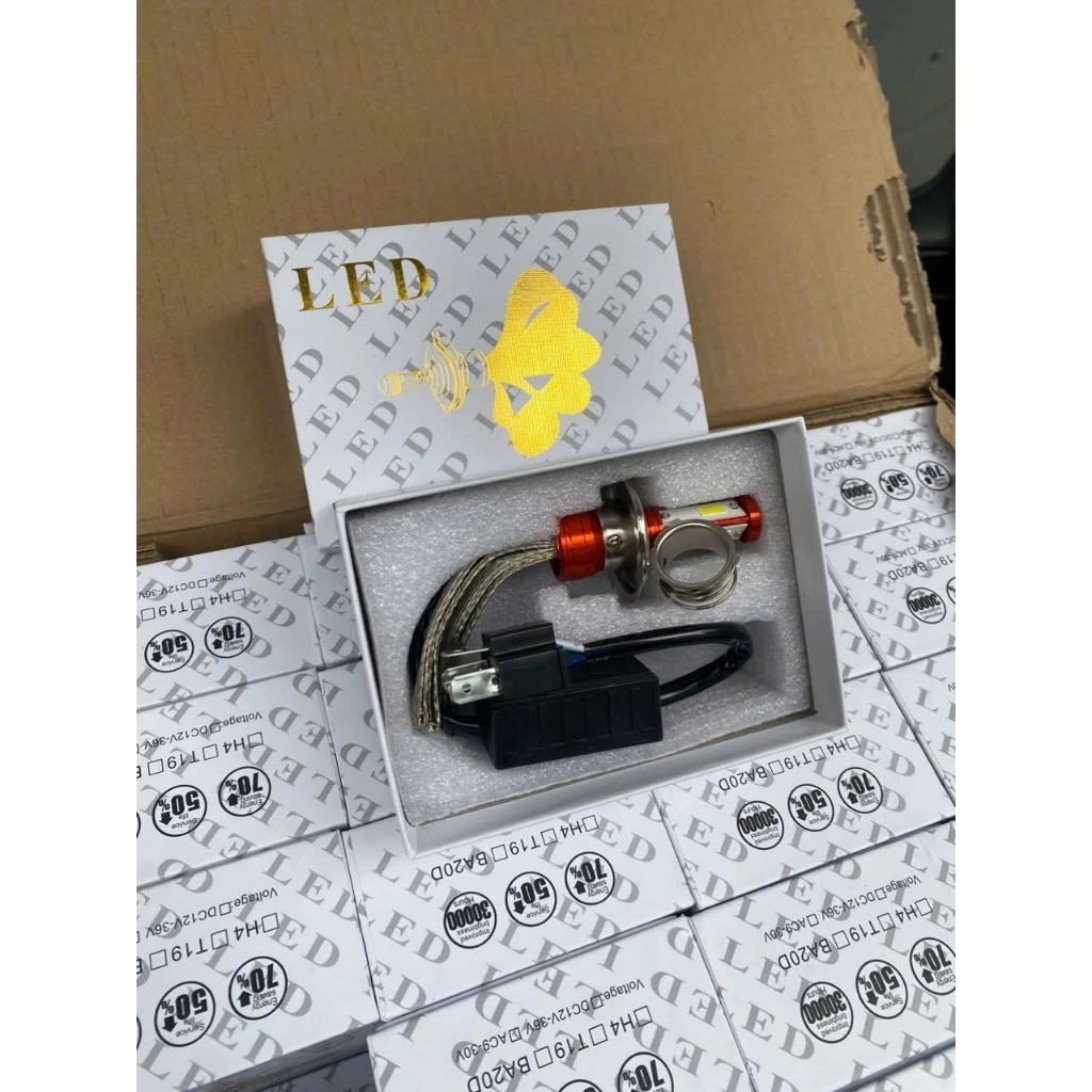Bóng LED pha H4-M5 siêu sáng 3 tim tản nhiệt đuôi công AC-DC 12v-24v ...