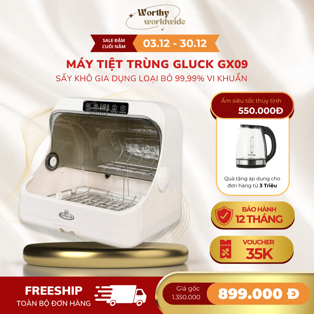 Máy tiệt trùng sấy khô gia dụng, bình sữa Gluck GX09 - loại bỏ 99,99% vi khuẩn | Shopee Việt Nam