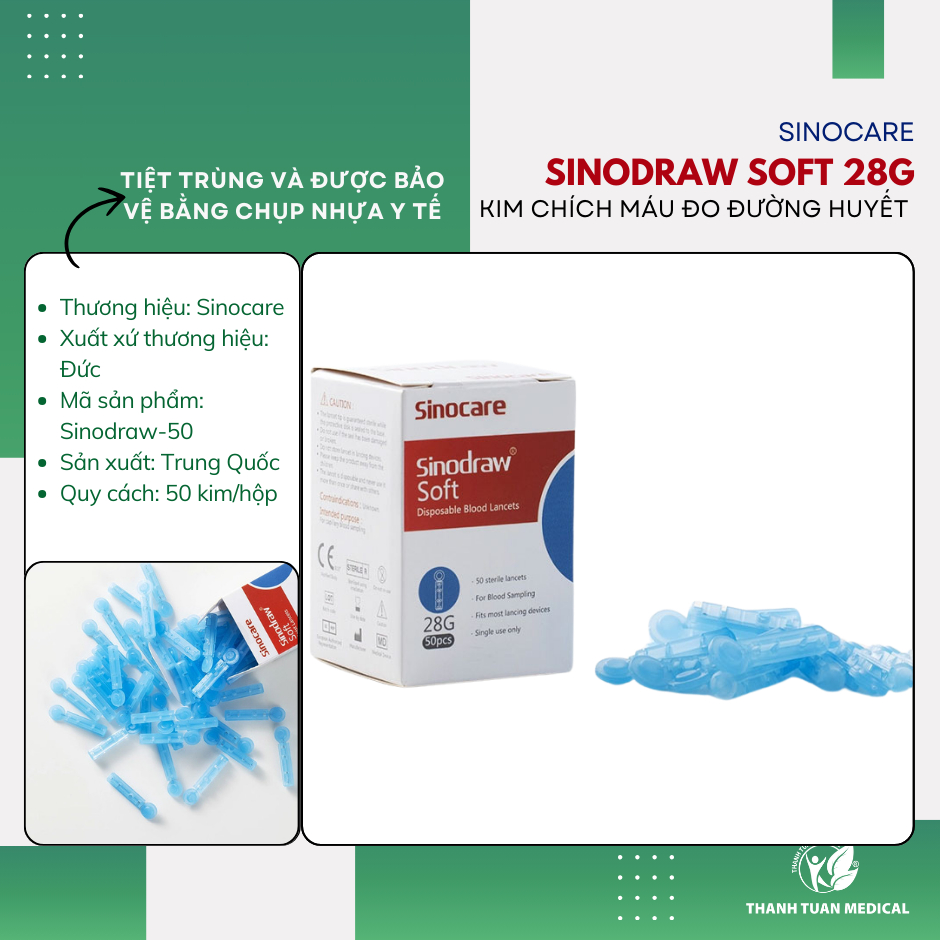 Hộp Kim Lấy Máu Sinocare Sinodraw Soft 50 Kim - Dành Cho Các Loại Máy ...