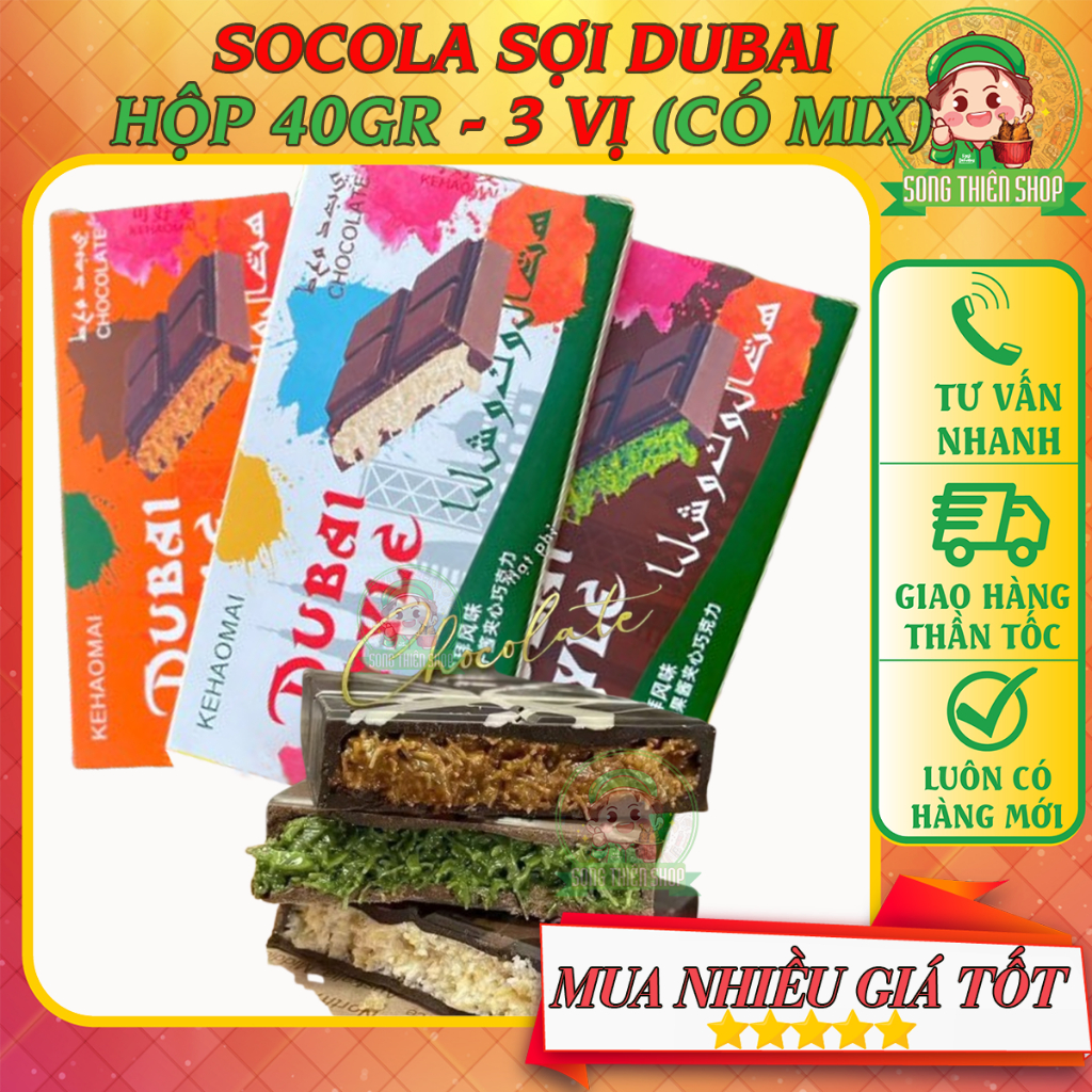 Socola Dubai Nhân Sợi Kataifi Hộp 40Gr Hottrend cuối năm 2024 (có Mix 3 ...