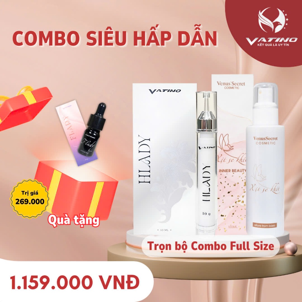 (VATINO) COMBO TRỌN BỘ SK + HLADY + FLADY - Kem Hồng Nhũ Hoa Hiệu Quả Sau 7 Ngày- Khử Thâm Vùng ...
