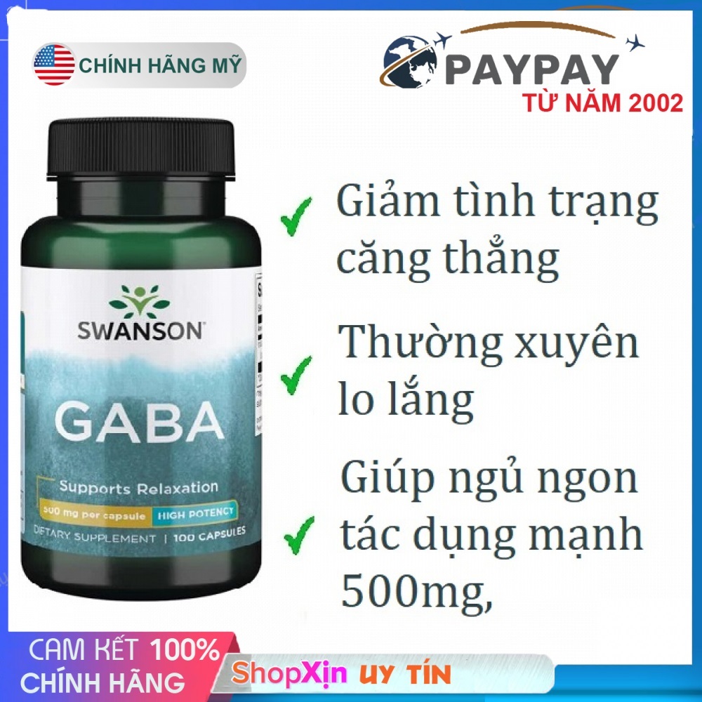 Viên uống tác dụng mạnh giúp ngủ ngon thư giản Swanson GABA 500mg 100 Viên Của Mỹ | Shopee Việt Nam