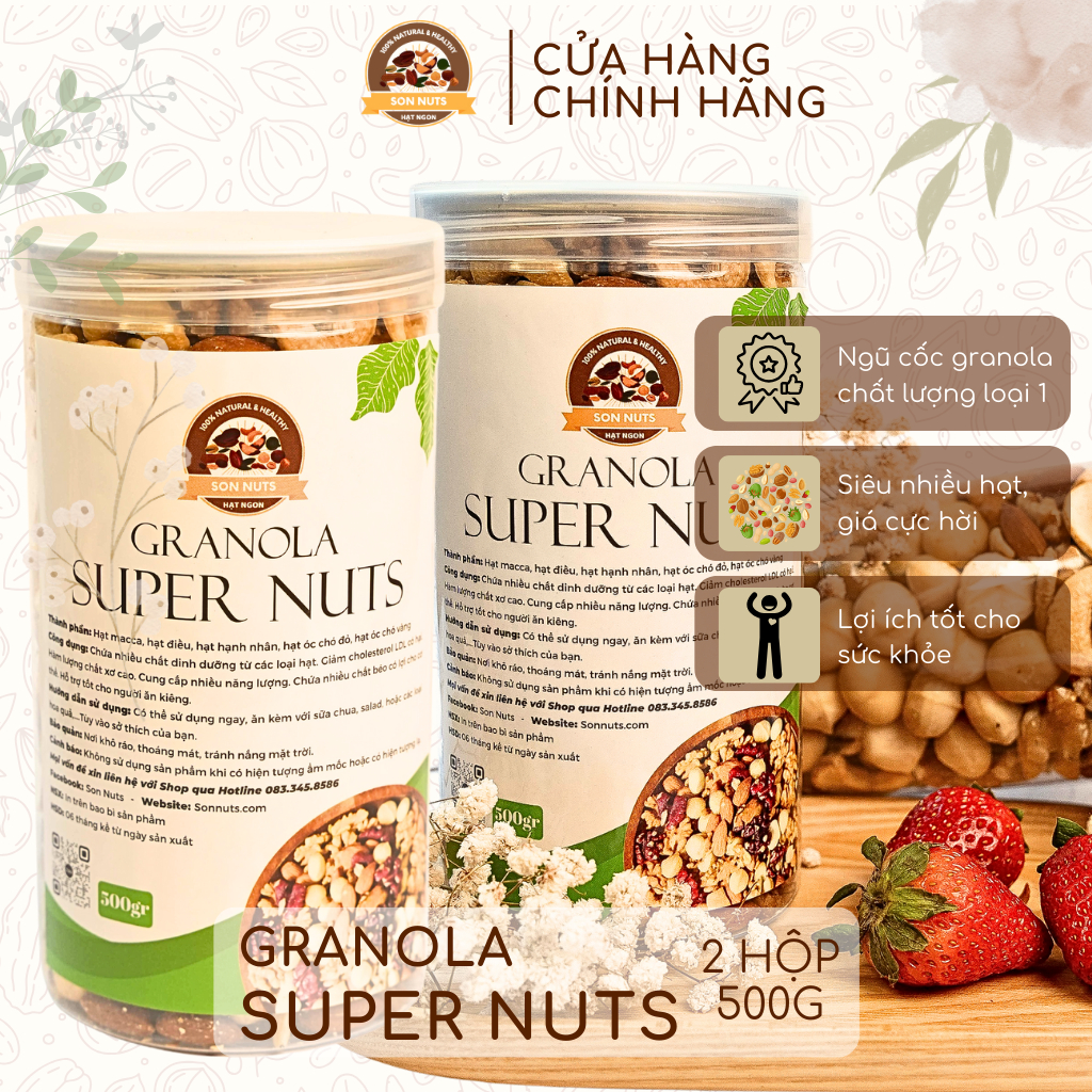 Combo 2 Hộp Hạt Granola Super Nuts 500g Siêu Hạt Siêu Macca Ngũ Cốc Dinh Dưỡng Healthy | Son ...