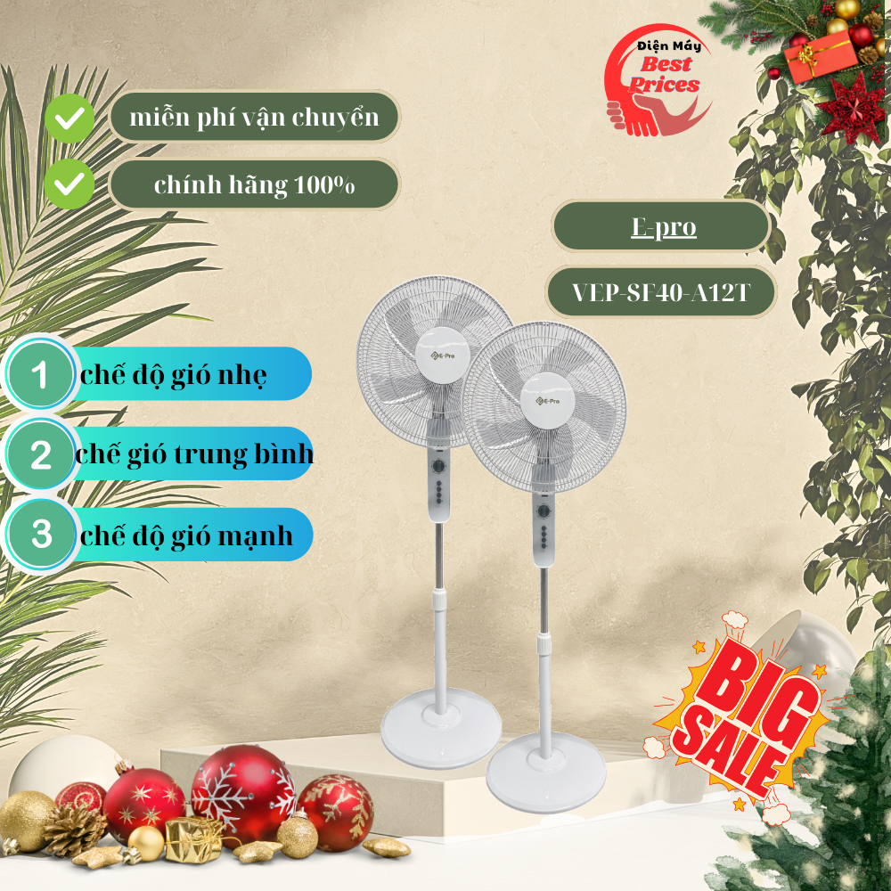 VEP-SF40-A12T Quạt máy VEP-SF40-A12T 3 chế độ gió linh hoạt | Shopee ...