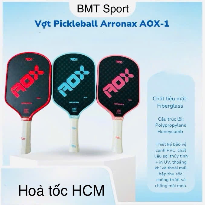 Vợt Pickleball Arronax AOX-1 16mm, mặt nhám,phù hợp mọi trình độ, tặng ...