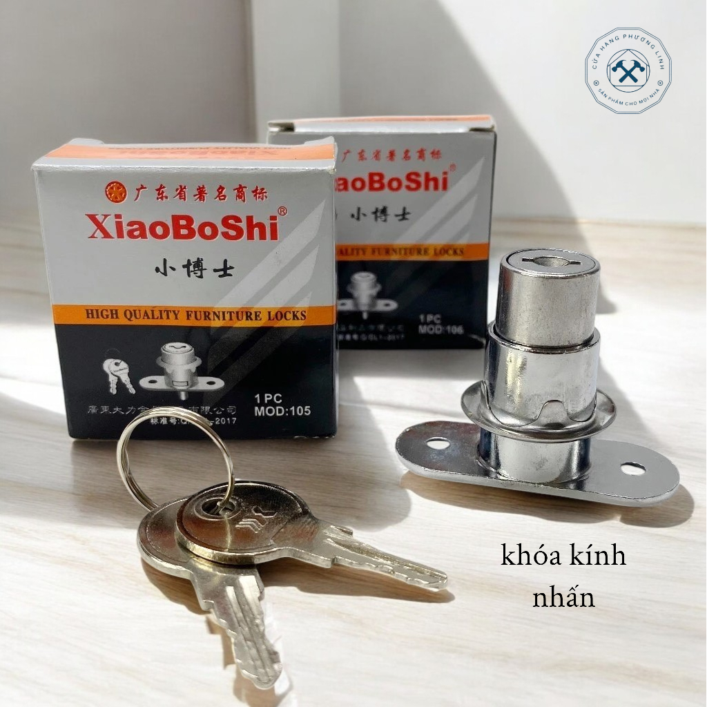 ( Hàng tốt ) Ổ khoá nhấn cửa kính lùa XiaoBoShi, Ổ khóa tủ kính lùa 2 ...