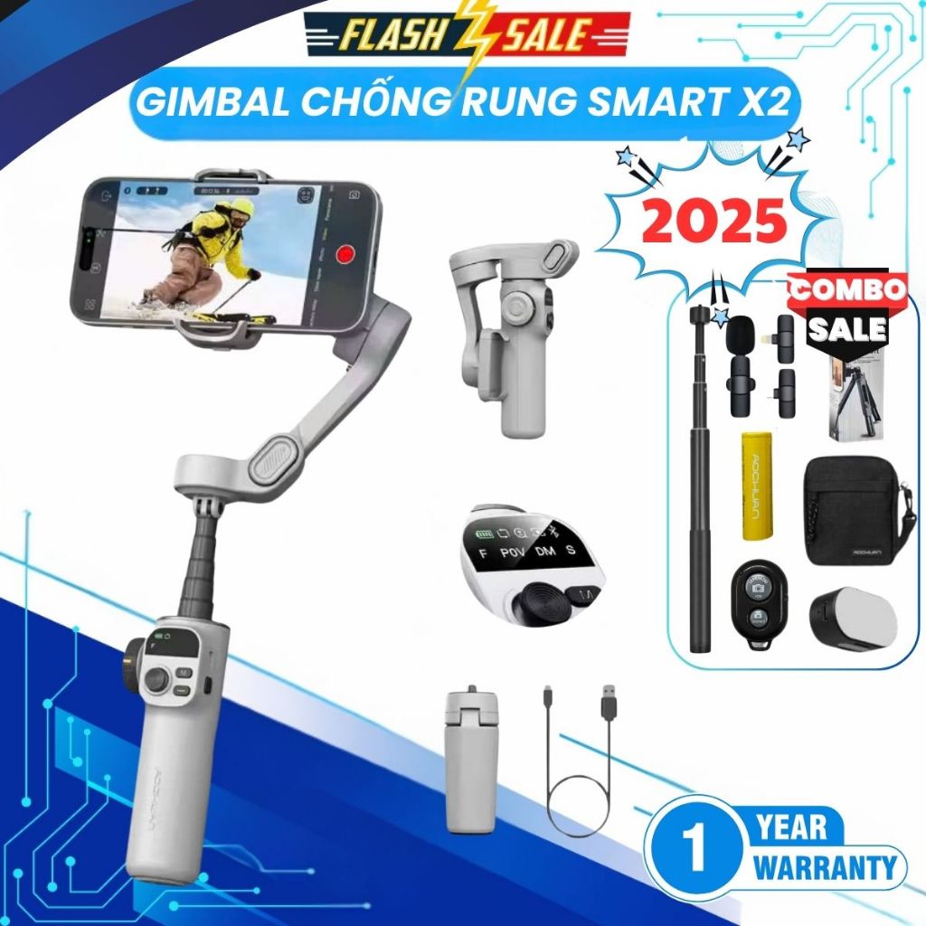Gimbal 360 Smart X2 bản UPDATE 2025, Tay cầm gymbal chống rung điện ...