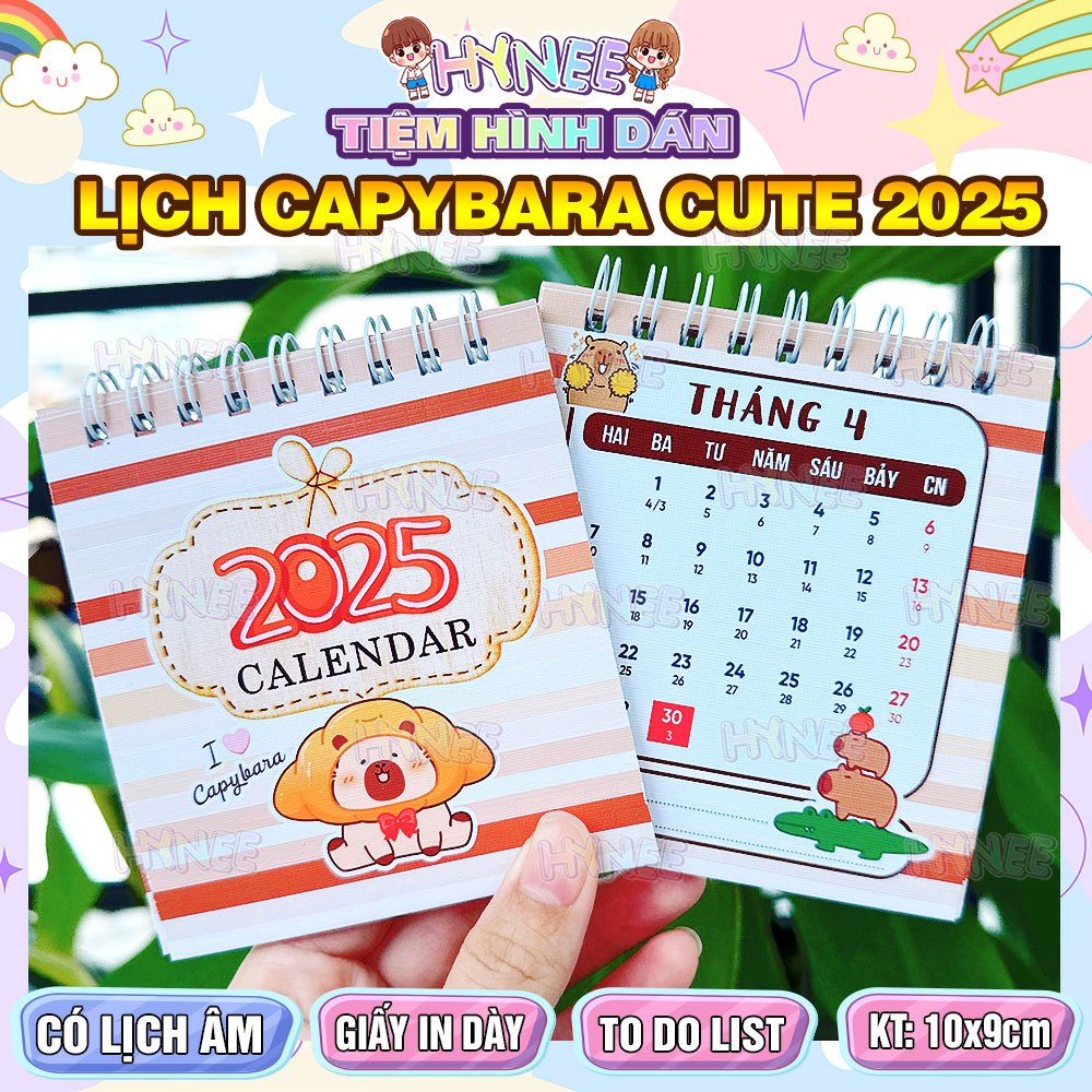 Lịch Để Bàn Capybara 2025 Nhỏ Xinh, Sổ Tay Lịch Capybara Có Lịch Âm Dương - Lịch Mini Capy Bỏ ...