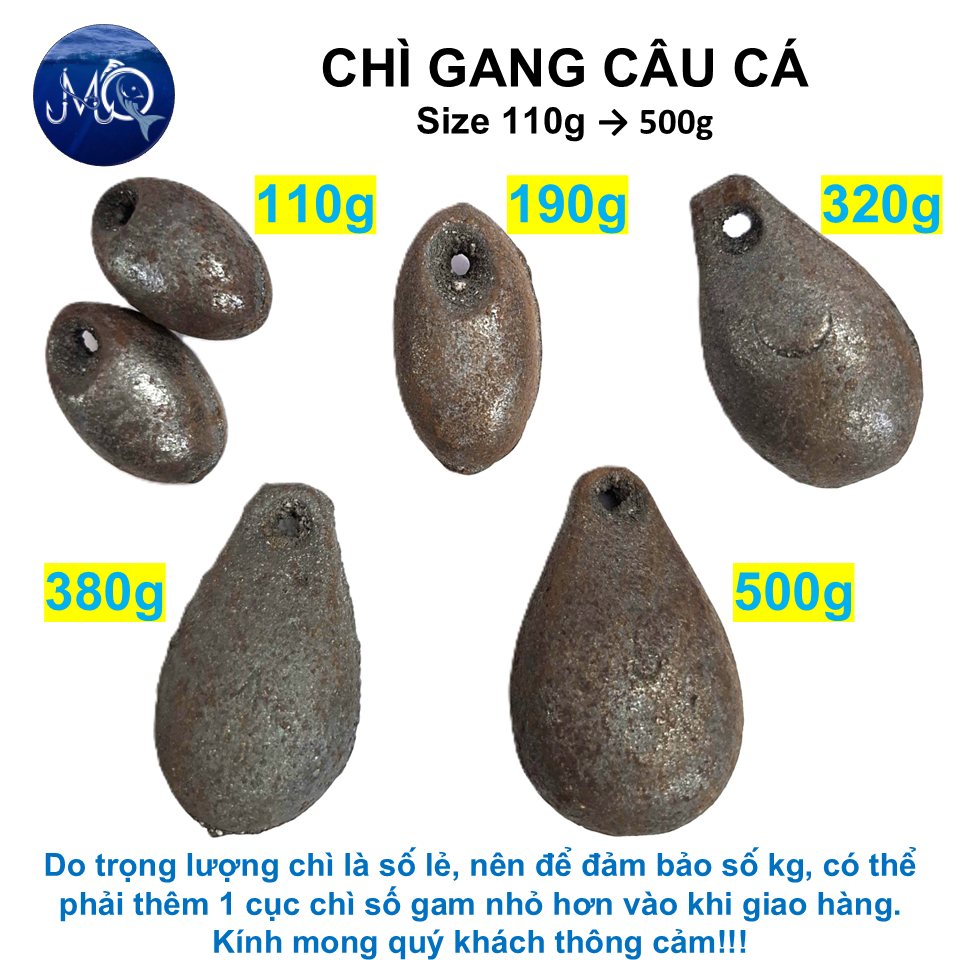 [Size nhỏ] 1 kg chì gang câu cá đủ size (có thể thêm 1 cục chì gam nhỏ ...