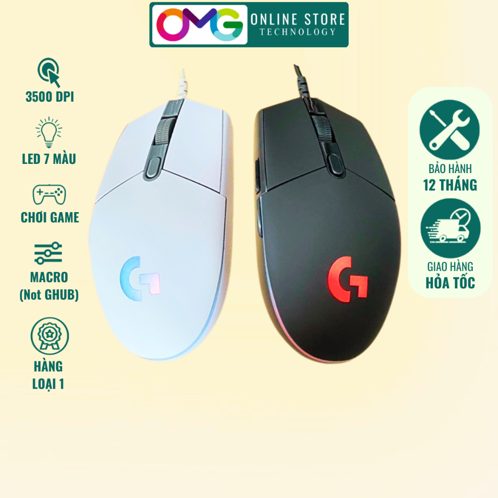 Chuột máy tính có dây Logitech G102 OEM có app chỉnh Macro nhanh chính ...