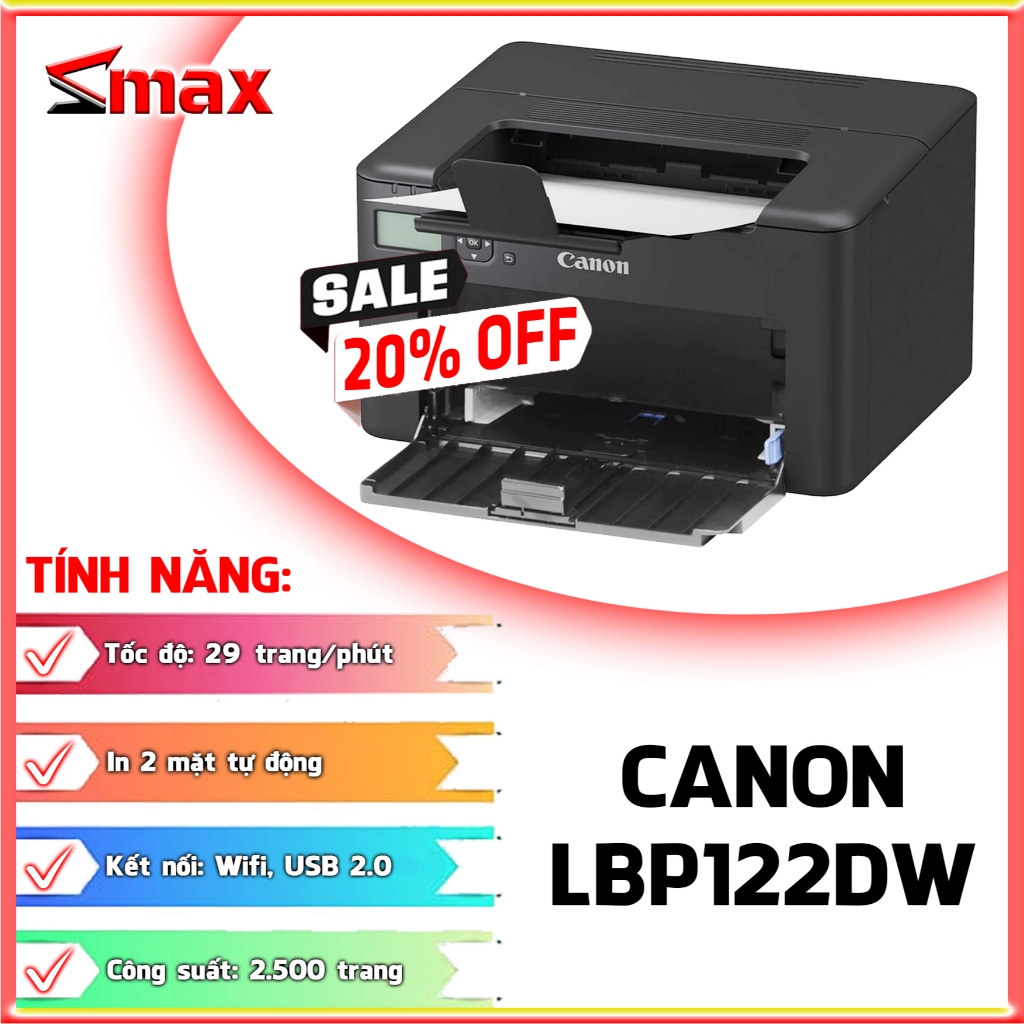 Máy in Canon LPB 122dw, in 2 mặt tự động, kết nối usb/wifi, màn hình ...