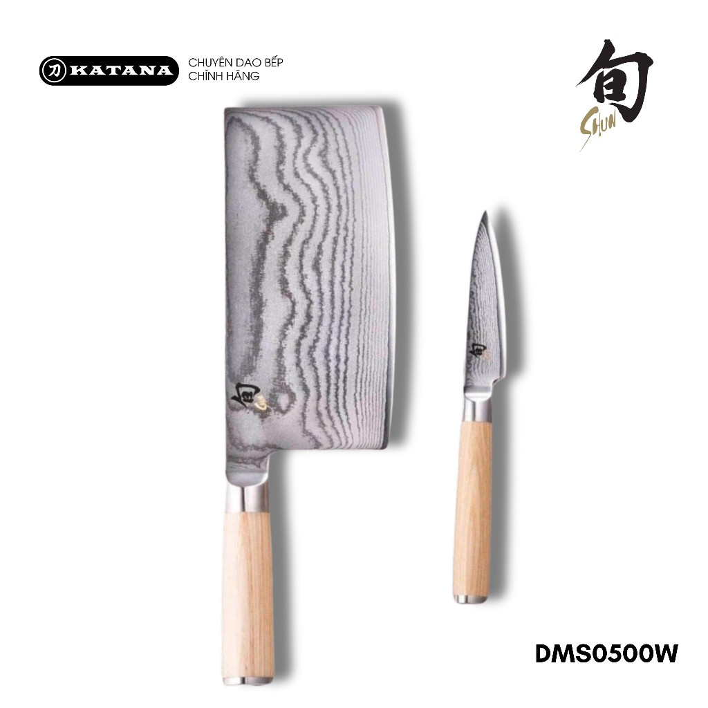 Bộ 2 dao bếp Nhật cao cấp KAI Shun Classic White gồm Vegetable Cleaver ...