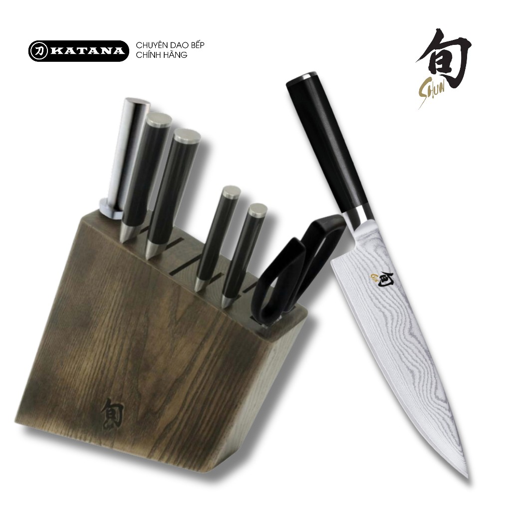 Bộ dao 7 món bếp Nhật cao cấp KAI Shun Classic - Bộ 4 dao thái thịt, đa ...