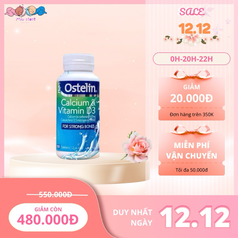 Viên uống bổ sung Canxi và Vitamin D3 cho mẹ bầu Ostelin Calcium & Vitamin D3 130 viên Úc ...