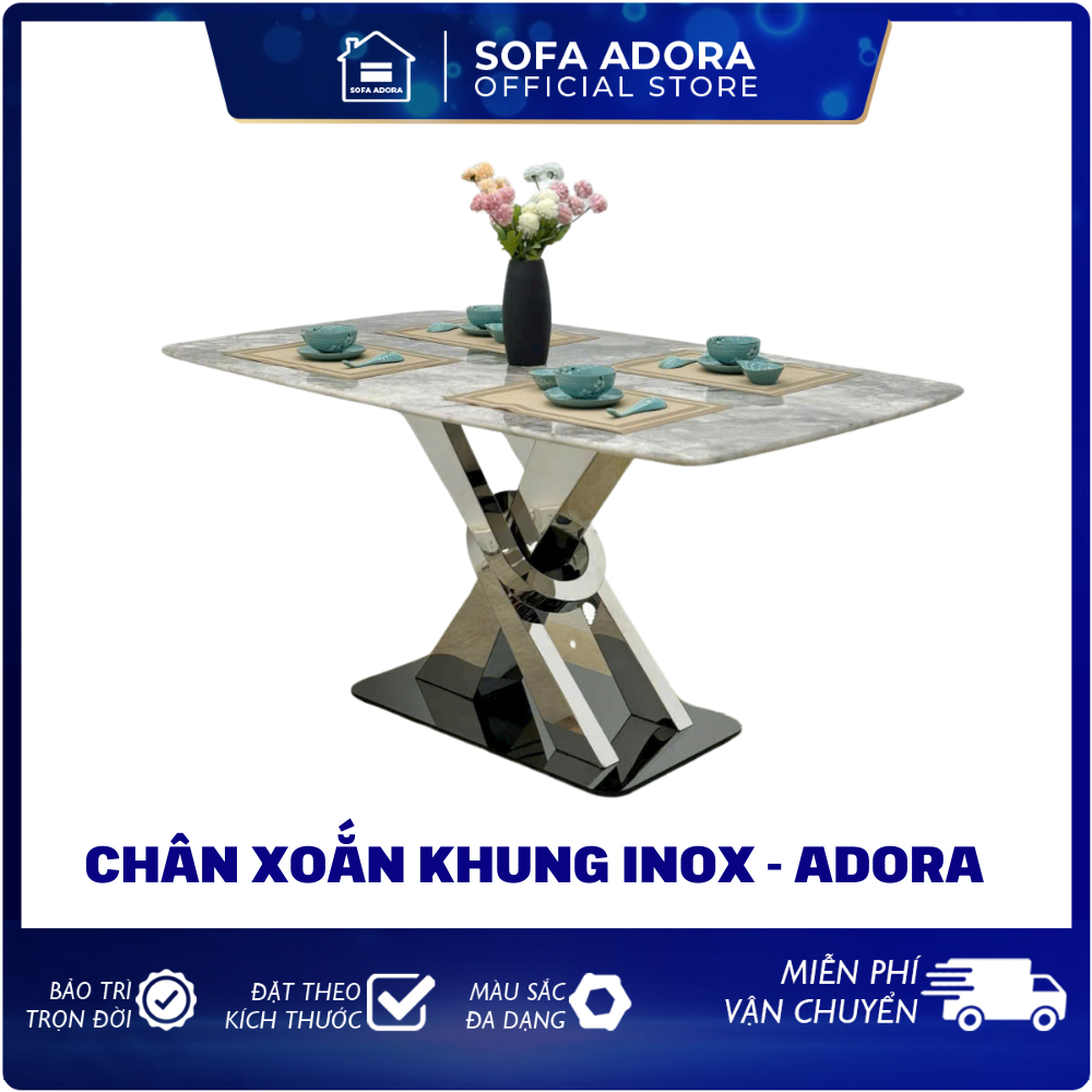 BÀN ĂN - ADORA - CHÂN XOẮN KHUNG INOX - BÀN ĂN NHẬP KHẨU - ĐÁ CẨM THẠCH ...