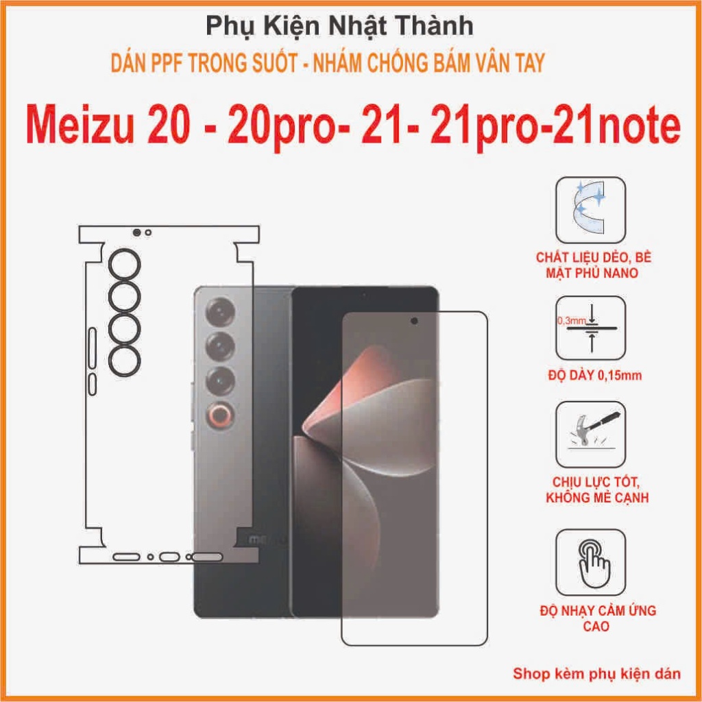 Miếng dán Ppf Meizu 20 / 20pro / 20classic / 20 infinity / 21 / 21pro /21 note Dán màn nhám ...