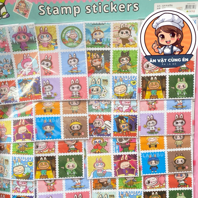 (GIÁ SỈ) Vỉ 20 tập dán Stamp sticker Labubu siêu hót, siêu nhiều hình ...