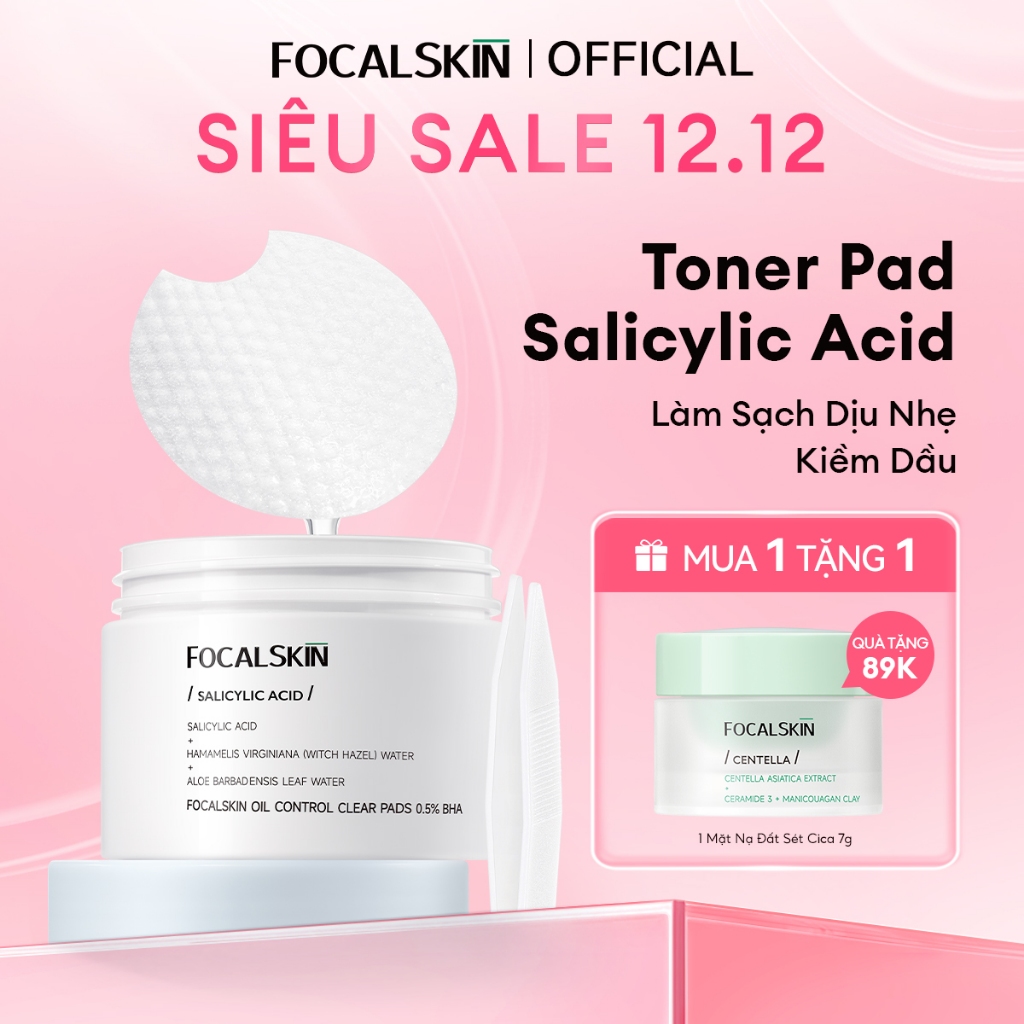 FOCALSKIN Toner Pad Tẩy Tế Bào Chết BHA / SALICYLIC ACID Thực Vật Lành ...