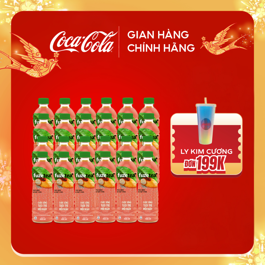Lốc 24 Chai Trà Đào Và Hạt Chia Fuzetea+ 450ml/Chai Sale 12.12 Coca ...
