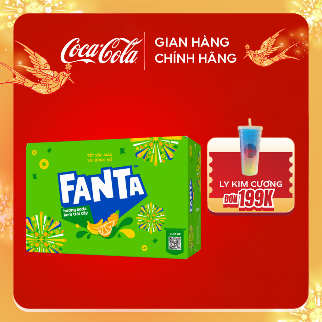Thùng 24 Lon Nước Giải Khát Có Gas Fanta Soda Kem 320mlx24 Sale 25.12 ...