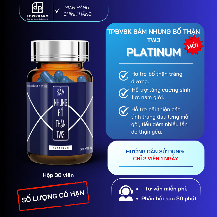 SÂM NHUNG BỔ THẬN TW3 PLATINUM Mới – Công thức cải tiến vượt trội - Hộp ...