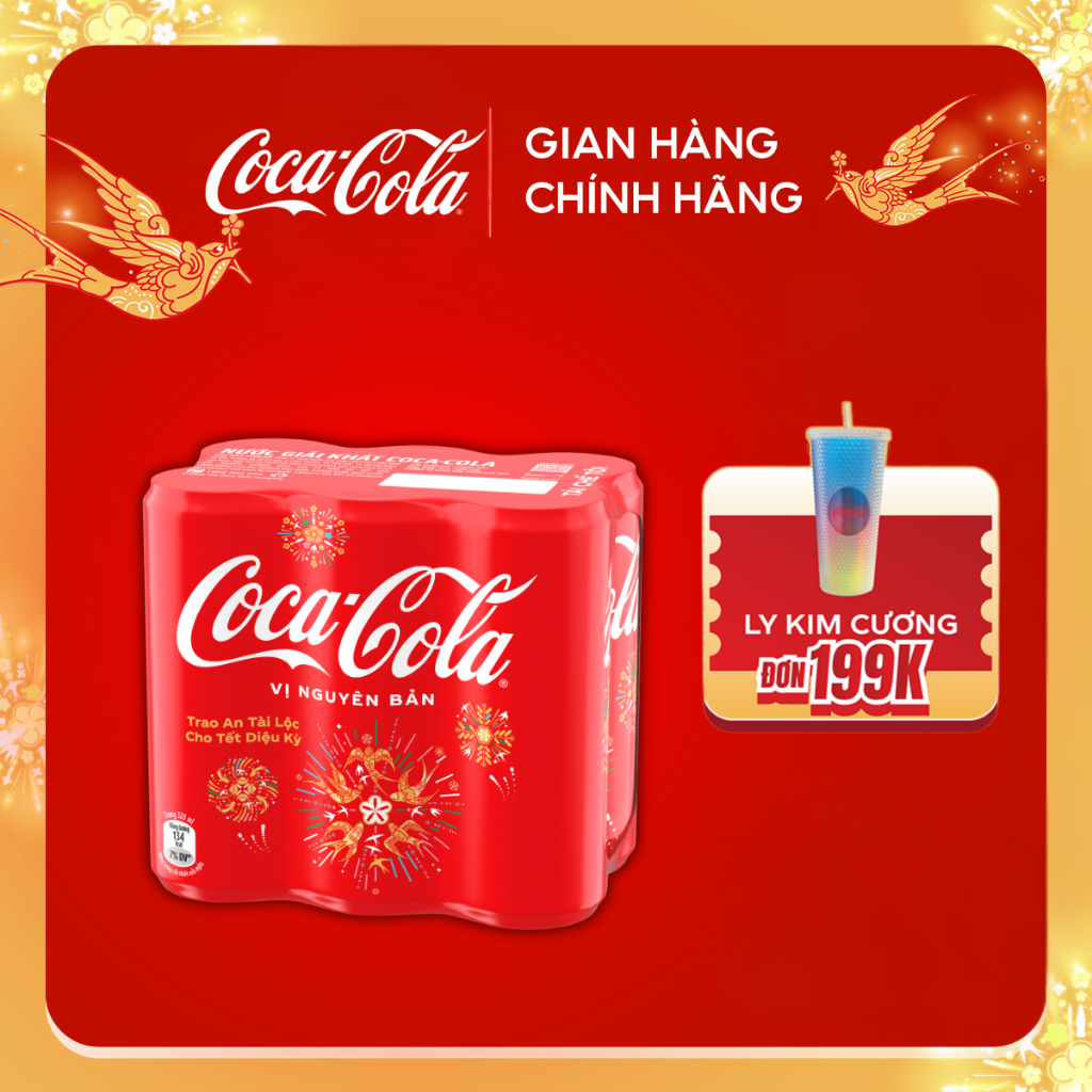 Lốc 6 Lon Nước Giải Khát Coca-Cola Vị Nguyên Bản Original Lon 320ml/Lon Sale 25.12 Coca-Cola ...
