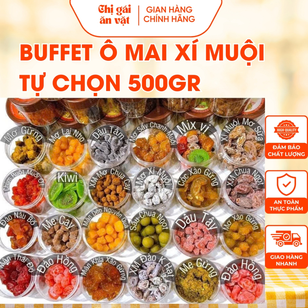 500GR Buffet Ô Mai Tự Chọn - Mứt Tết Tổng Hợp, Ô Mai Mix, Ô Mai Me, Ô Mai Xí Muội, Đồ Ăn Vặt Đảm ...