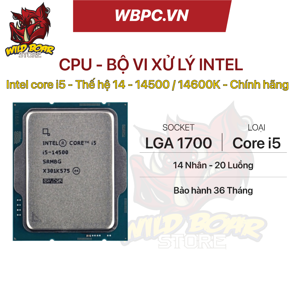 Bộ Vi xử lý CPU Intel core i5 - Thế hệ 14 - 14500 / 14600K / 14600KF ...
