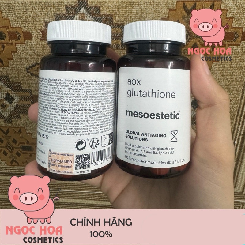 Viên uống ngậm hỗ trợ làm sáng da Mesoestetic Aox glutathion 60v ...