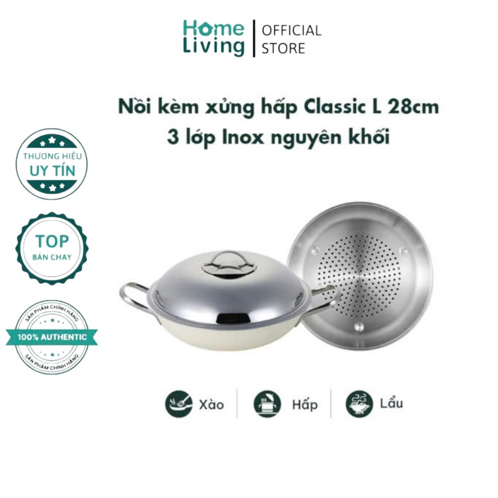 Nồi inox kèm xửng hấp 3 lớp nguyên khối Edelkochen Classic L Collection ...