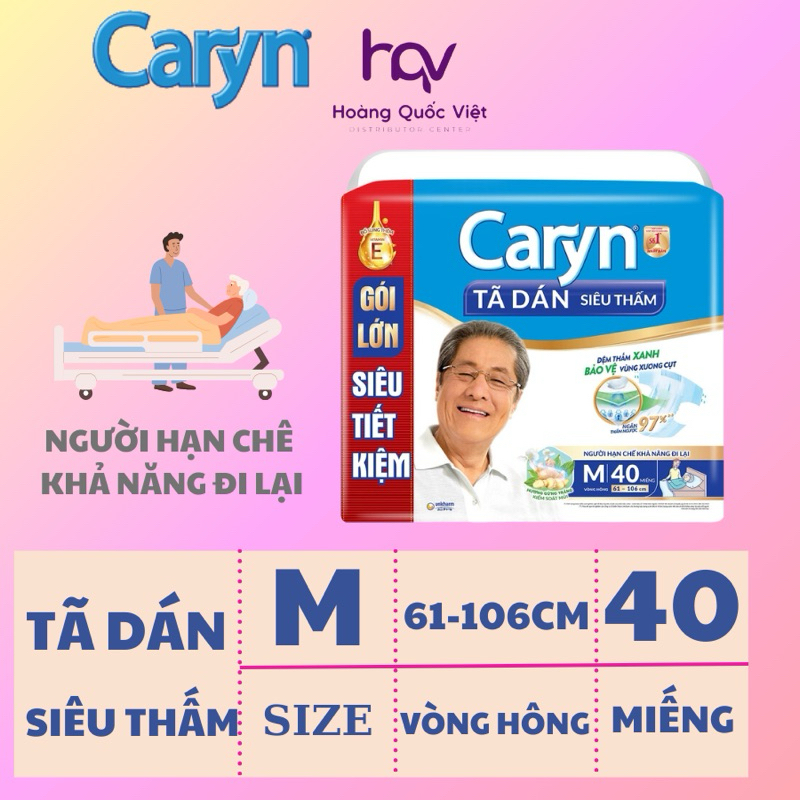 [Chính Hãng] Tã Bỉm Người Già/Người Lớn - Tã Dán Caryn Size M40/L40 ...