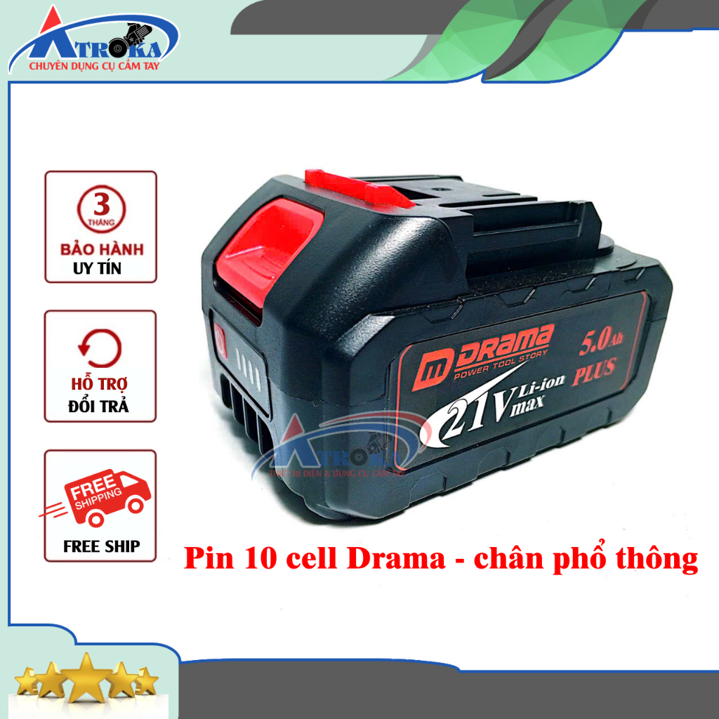 Pin 10 cell Drama 21v chân phổ thông M21 4cm, cell Pin xanh, mạch 3 ...