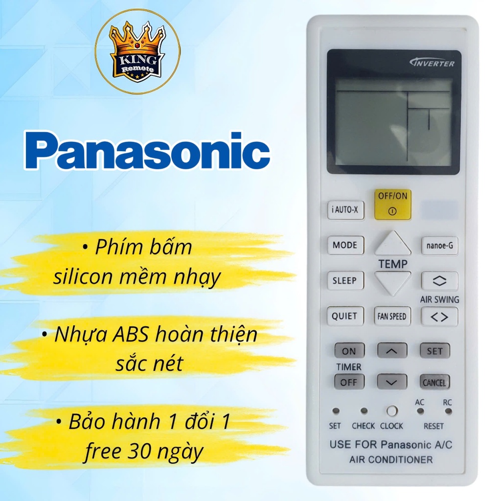 Điều khiển điều hòa PANASONIC 1 chiều inverter IAUTO-X phím trắng hàng ...