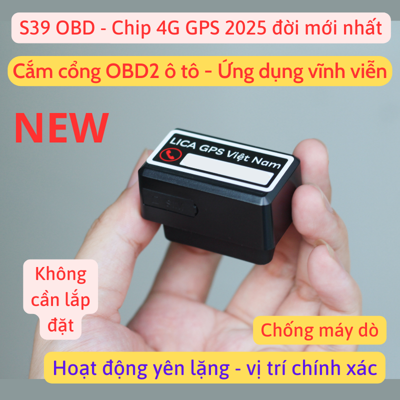 Định vị ô tô cắm cổng OBD2 ô tô S09A (LICA S39 4G) bản 4G 2025, chính ...